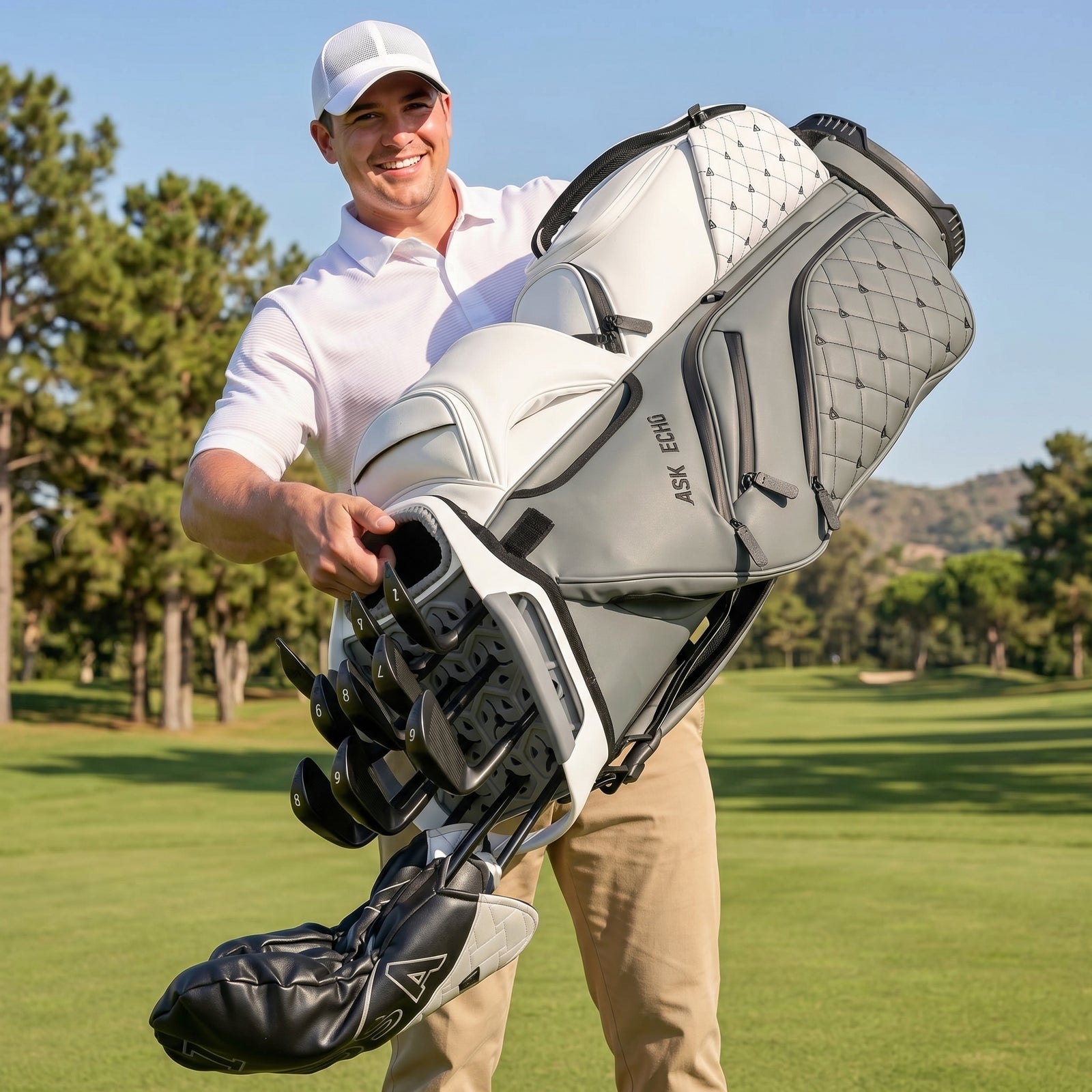 Ask Echo SLC-130LE Luxury 15 Way Full Length Dividers Golf Cart Bag